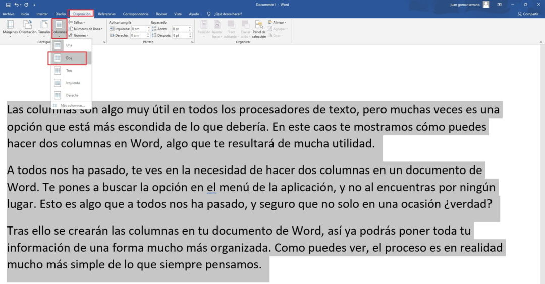 Cómo hacer 2 columnas en Word – tusequipos.com